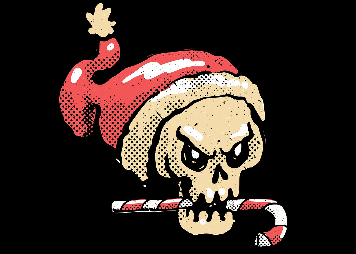 'Santa Claus skull Xmas' Poster, picture, metal print, paint by Chris ...