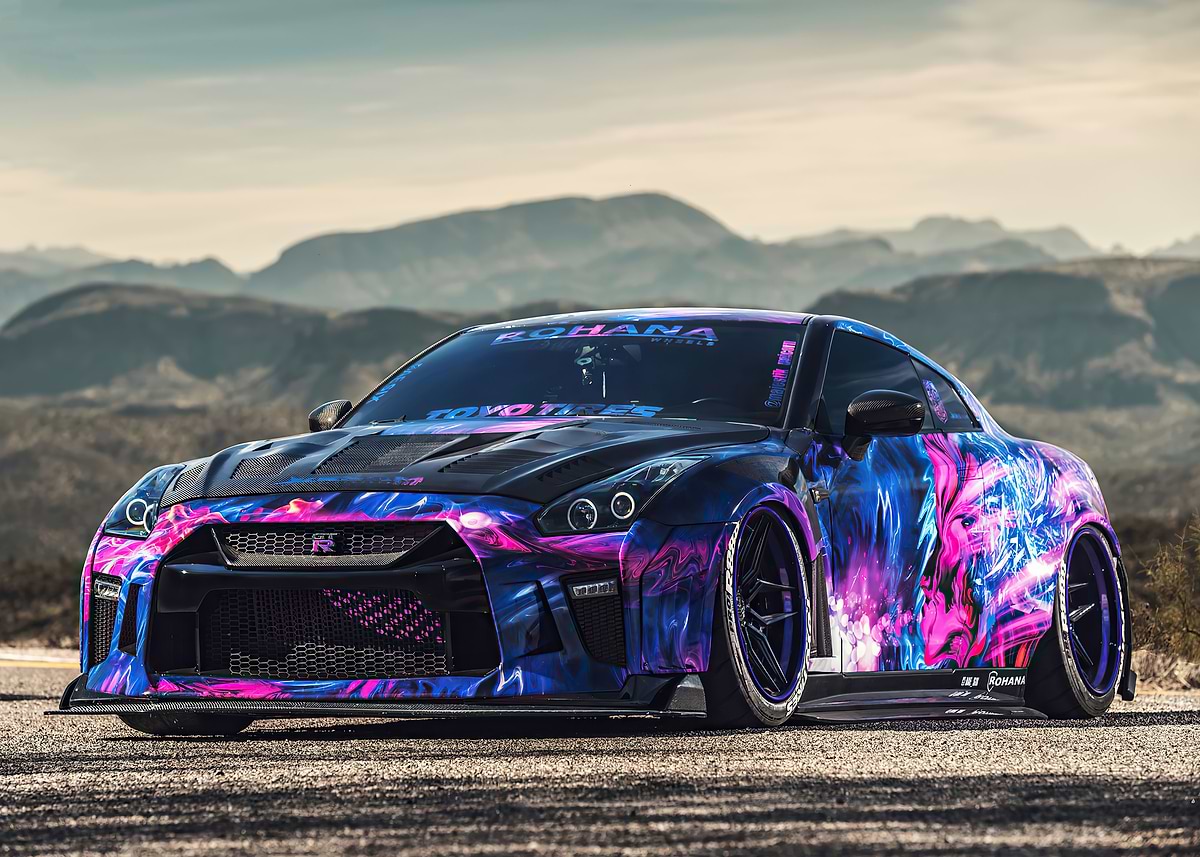 'Nissan GTR' Poster, picture, metal print, paint by STEEDA | Displate
