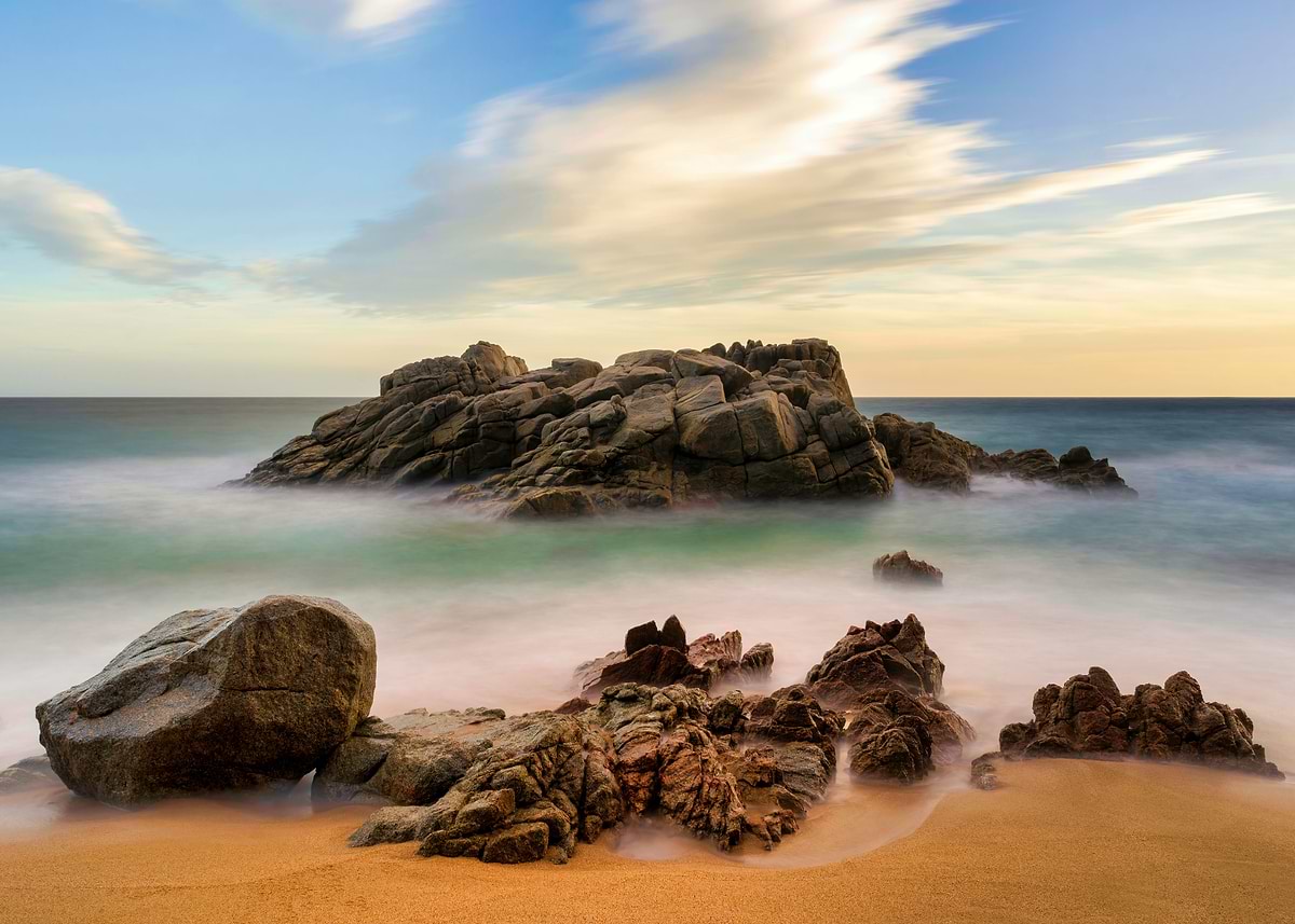 'Beach landscape calm rock' Poster, picture, metal print, paint by ...