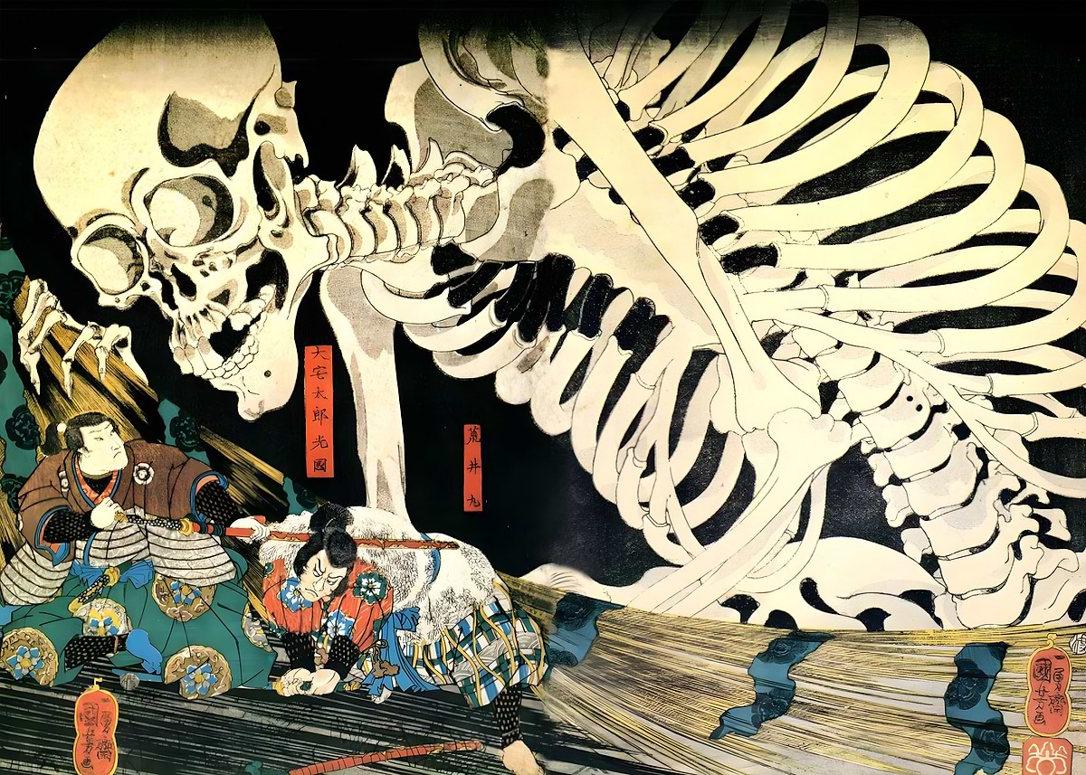 'Ukiyo e Skeleton' Poster, picture, metal print, paint by kagezami ...