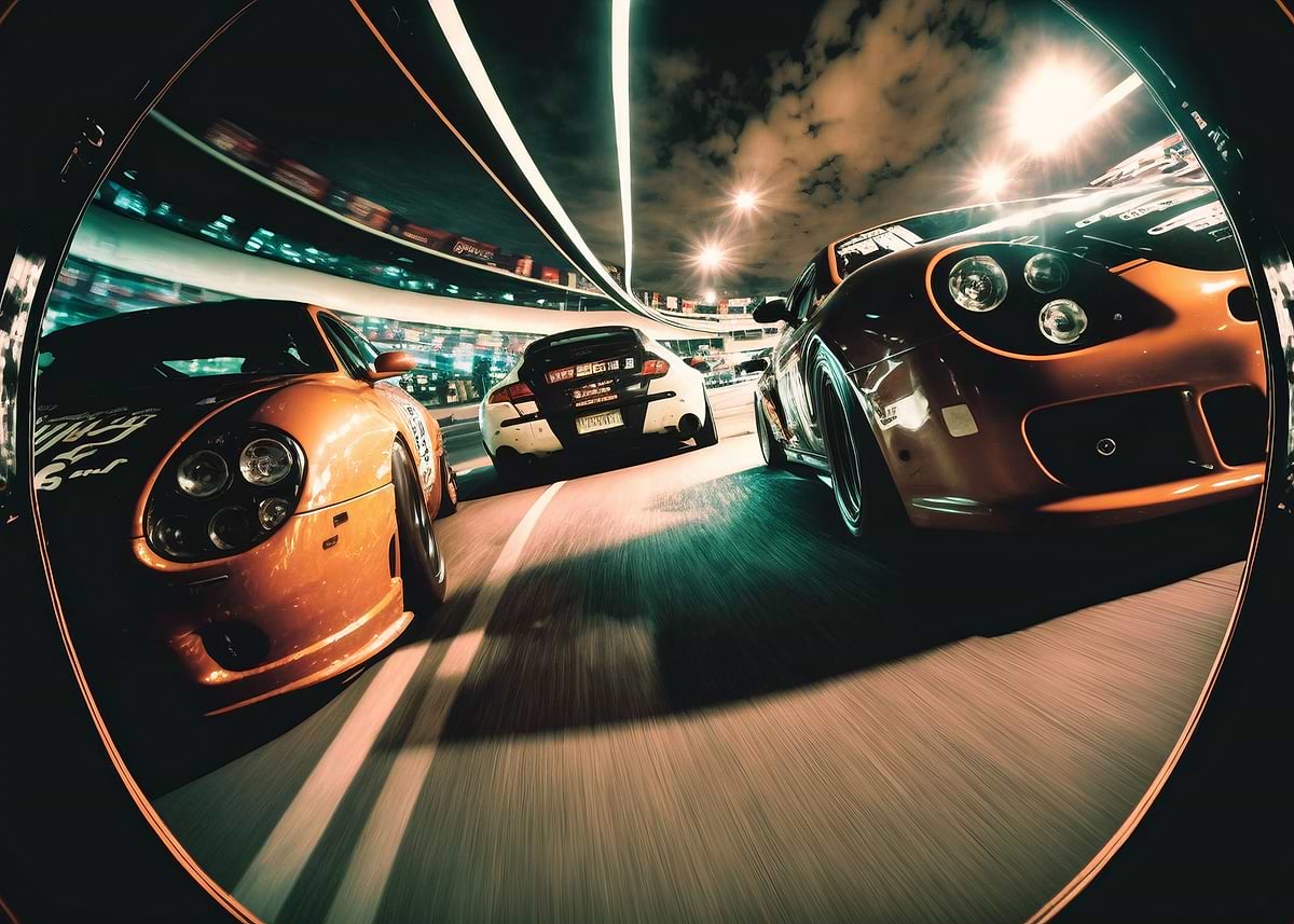 'Fisheye shot sport car' Poster, picture, metal print, paint by ...