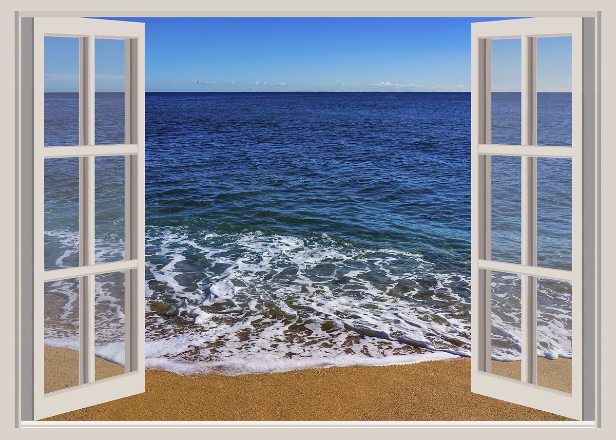 'Window view sea landscape' Poster, picture, metal print, paint by ...