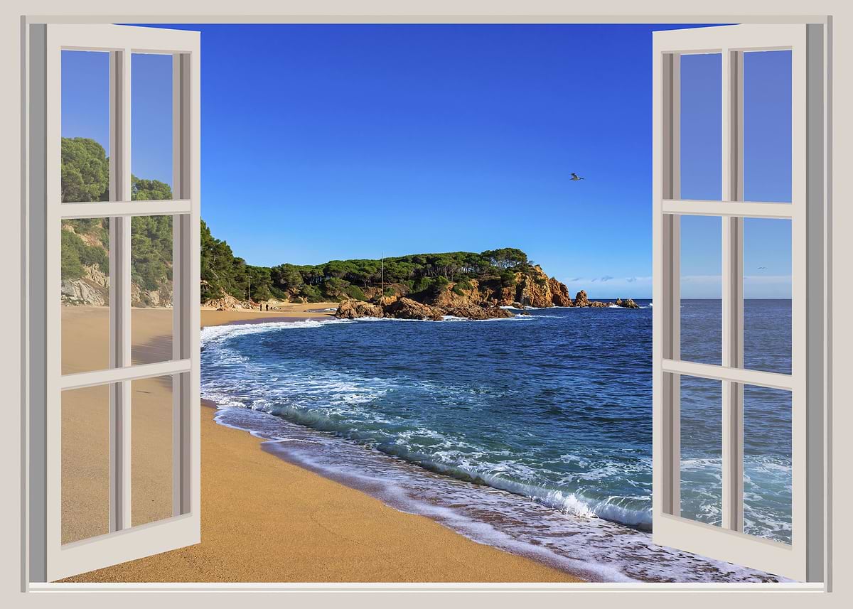 'Window view sea landscape' Poster, picture, metal print, paint by ...