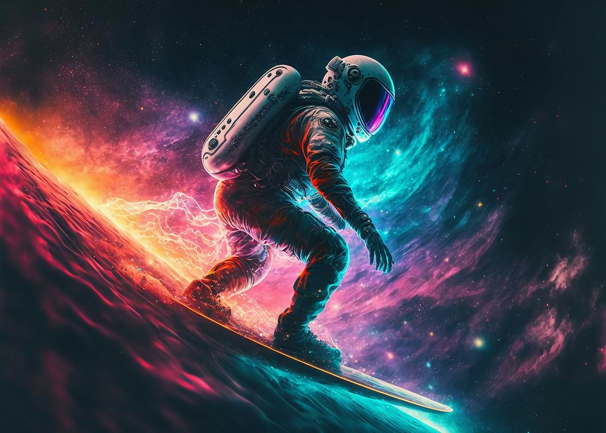 'the big wave space' Poster, picture, metal print, paint by Designersen ...