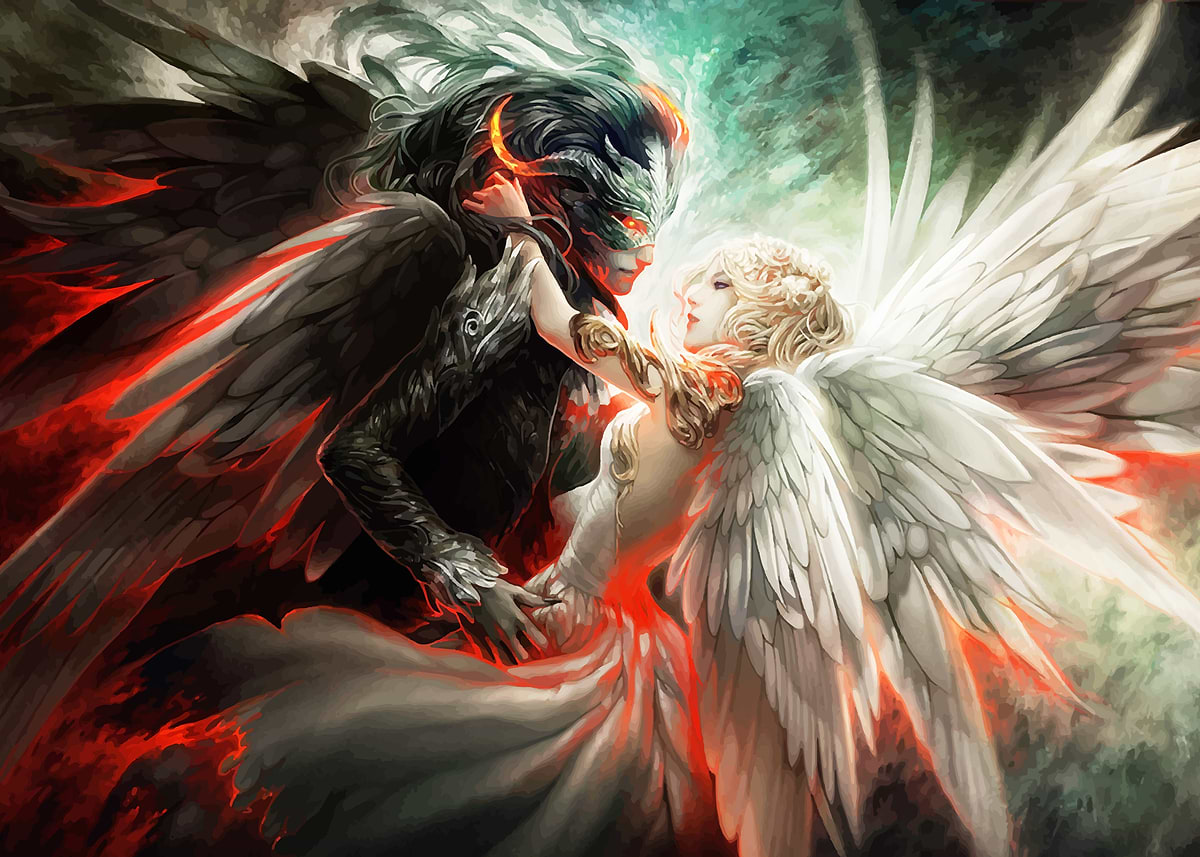 'angel ang demon' Poster, picture, metal print, paint by Horror Cars ...