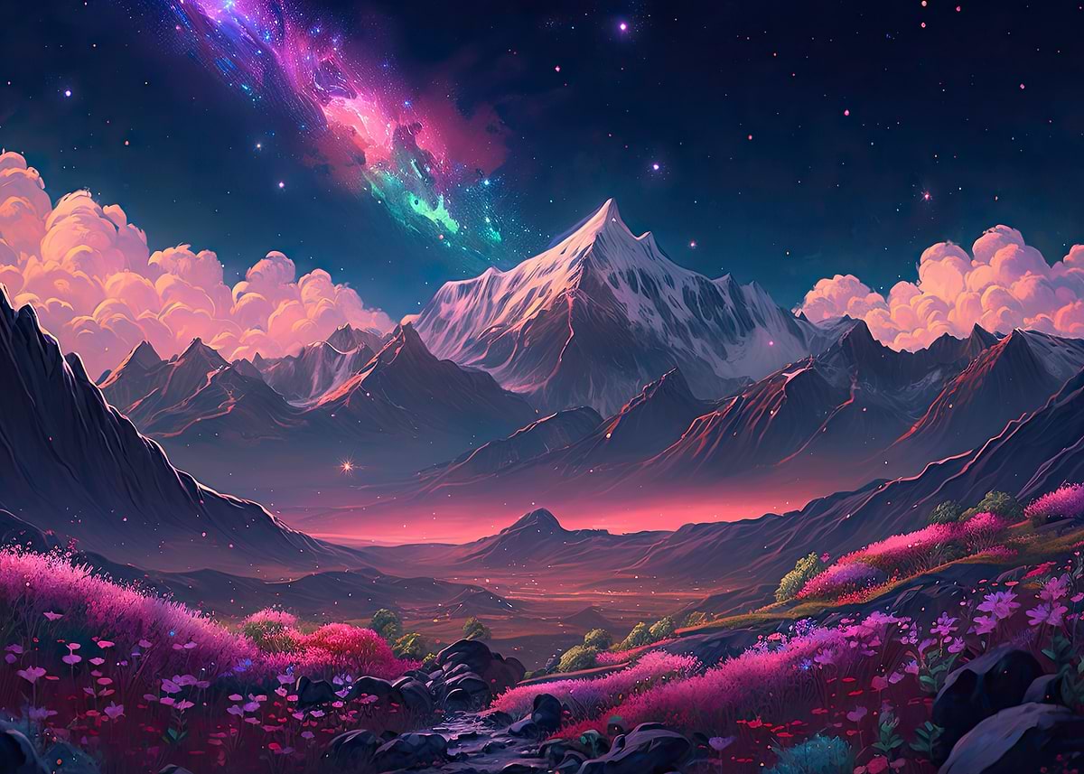 'Majestic Night 01' Poster, picture, metal print, paint by KyzArt | Displate