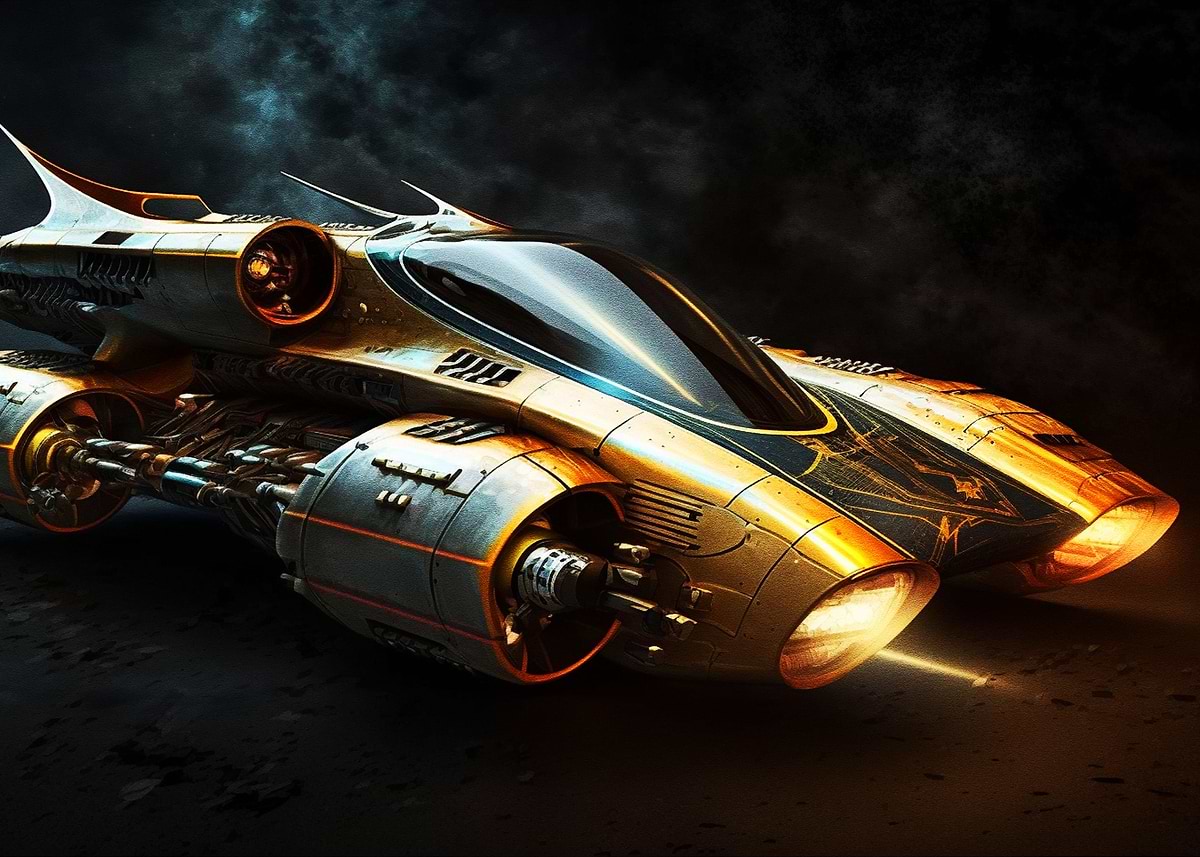 'Gold Spaceship' Poster, picture, metal print, paint by Fachrul Abqary ...