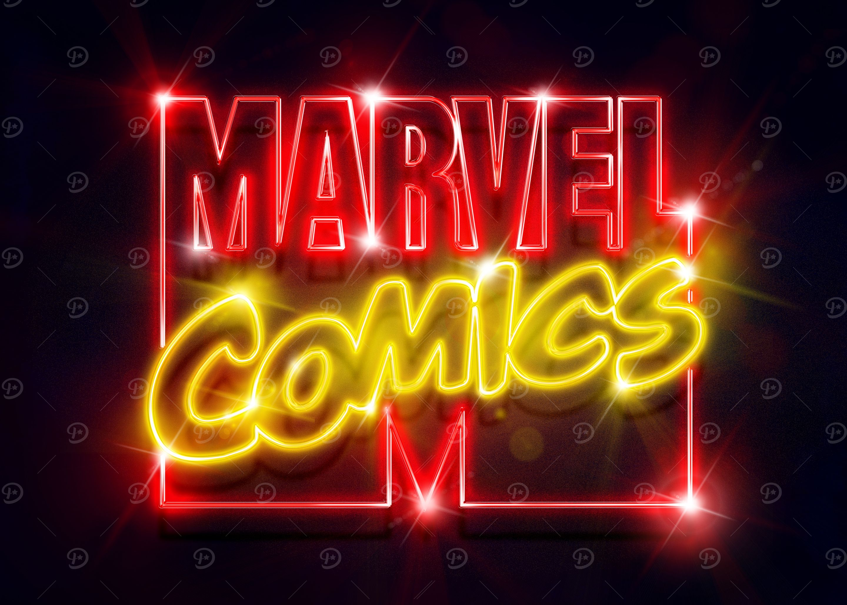 'Marvel Comics neon' Poster, picture, metal print, paint by Marvel ...