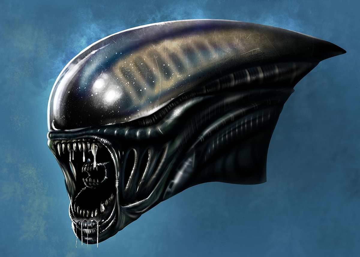 'Alien Xenomorph Head Steam' Poster, picture, metal print, paint by ...
