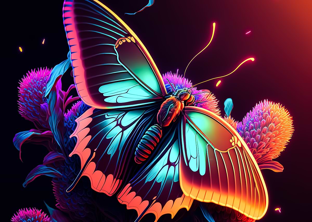 'butterfly colorful' Poster, picture, metal print, paint by Football ...