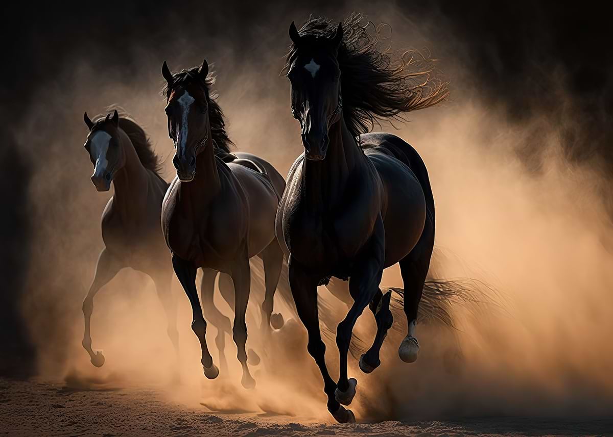 'Beautiful horses running' Poster, picture, metal print, paint by Kynan ...