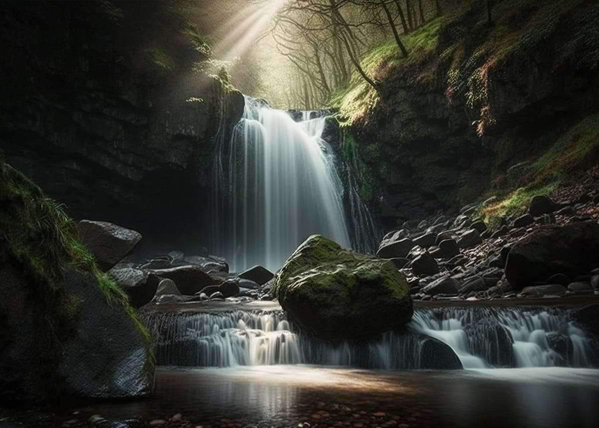 'Waterfall 02' Poster, picture, metal print, paint by Fayt | Displate
