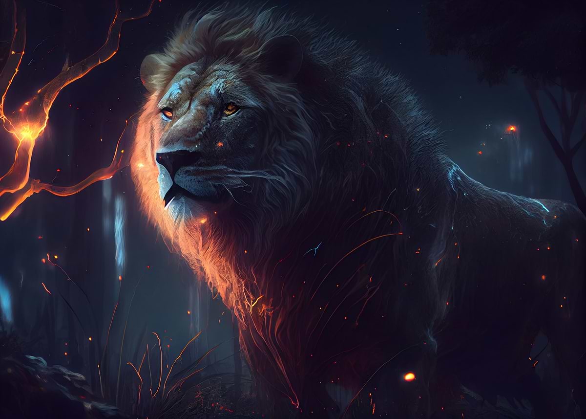 'Lion' Poster, picture, metal print, paint by Below Horizon | Displate