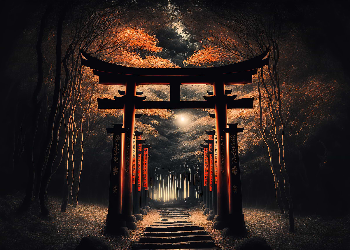 'japanese gate anime' Poster, picture, metal print, paint by Hari ...