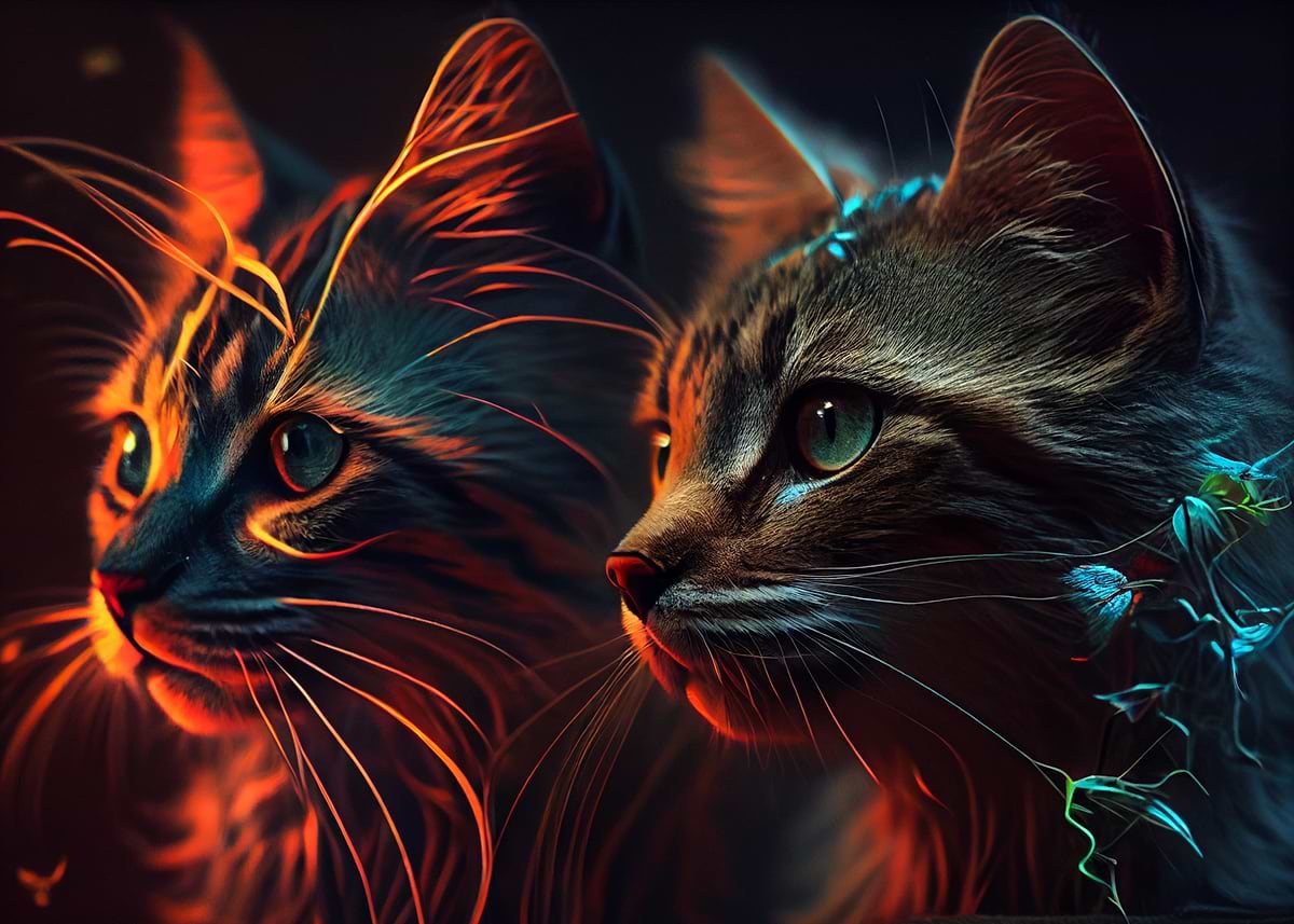 'Colorful cats' Poster, picture, metal print, paint by Below Horizon ...