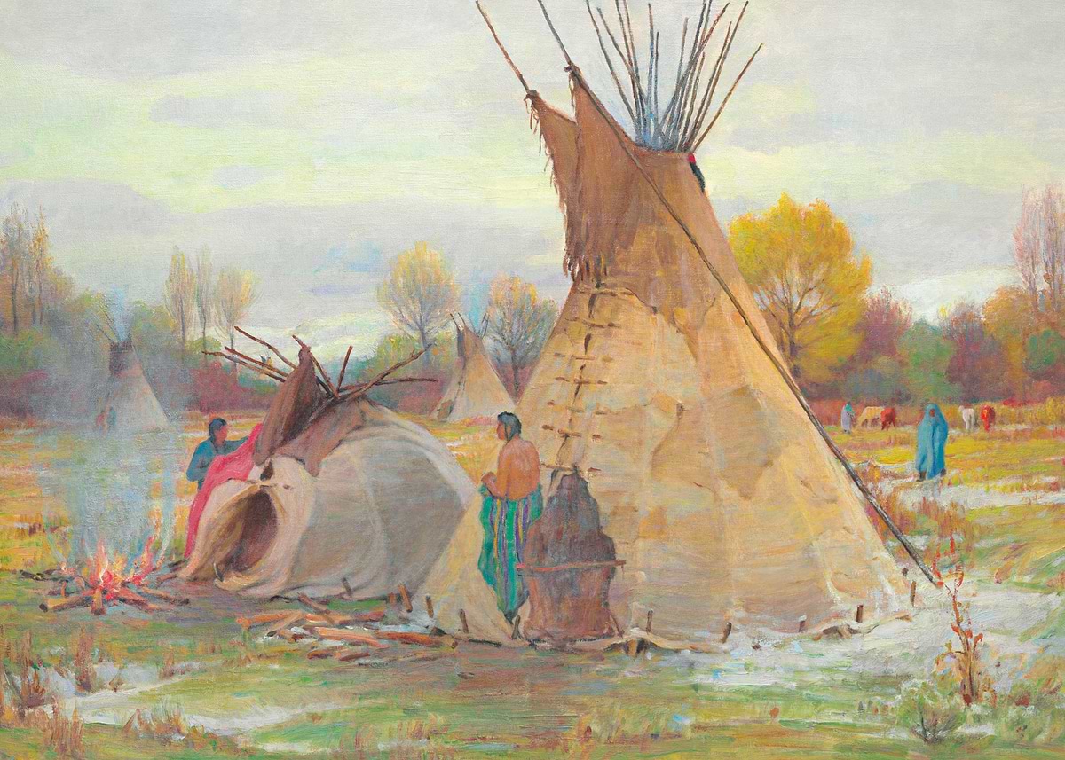 'Indian Settlement ' Poster, picture, metal print, paint by Makanaki ...