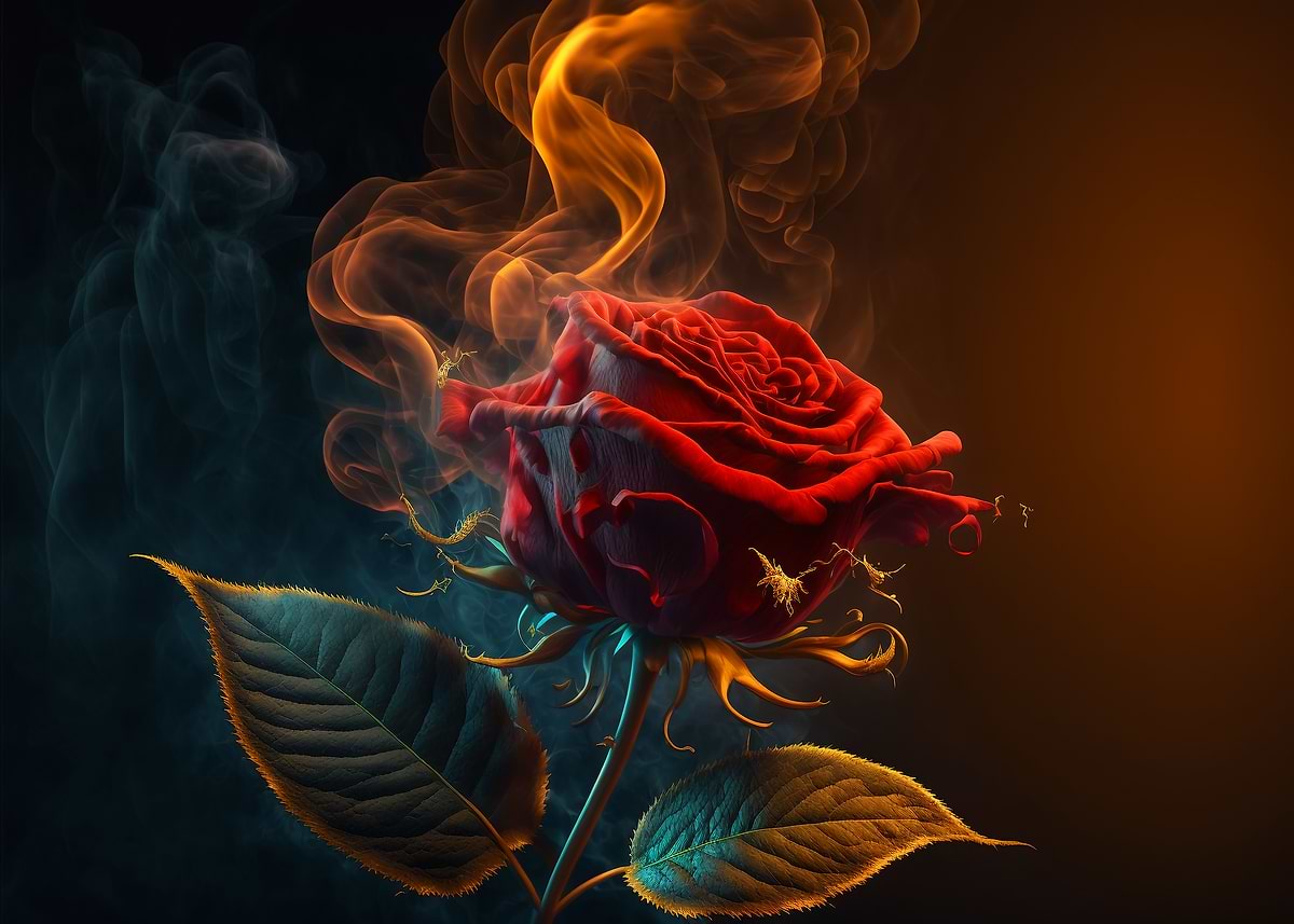 'Abstract red rose' Poster, picture, metal print, paint by Jiri Hodecek ...