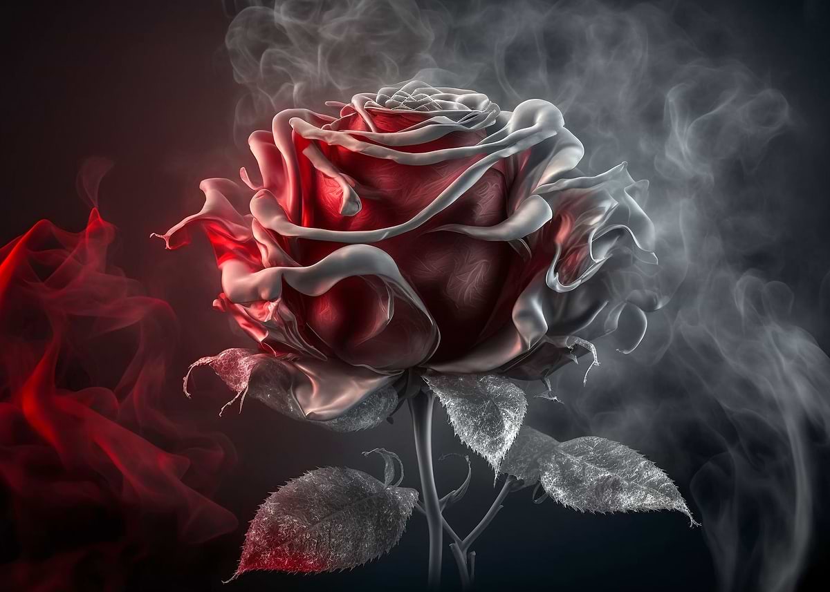 'Abstract red rose' Poster, picture, metal print, paint by Jiri Hodecek ...