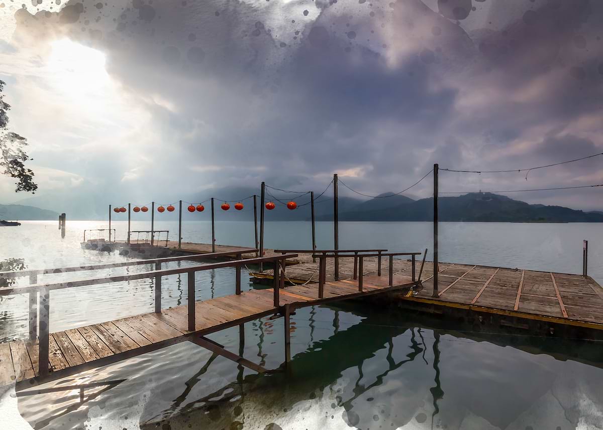 'Sunrise at Sun Moon Lake' Poster, picture, metal print, paint by ...