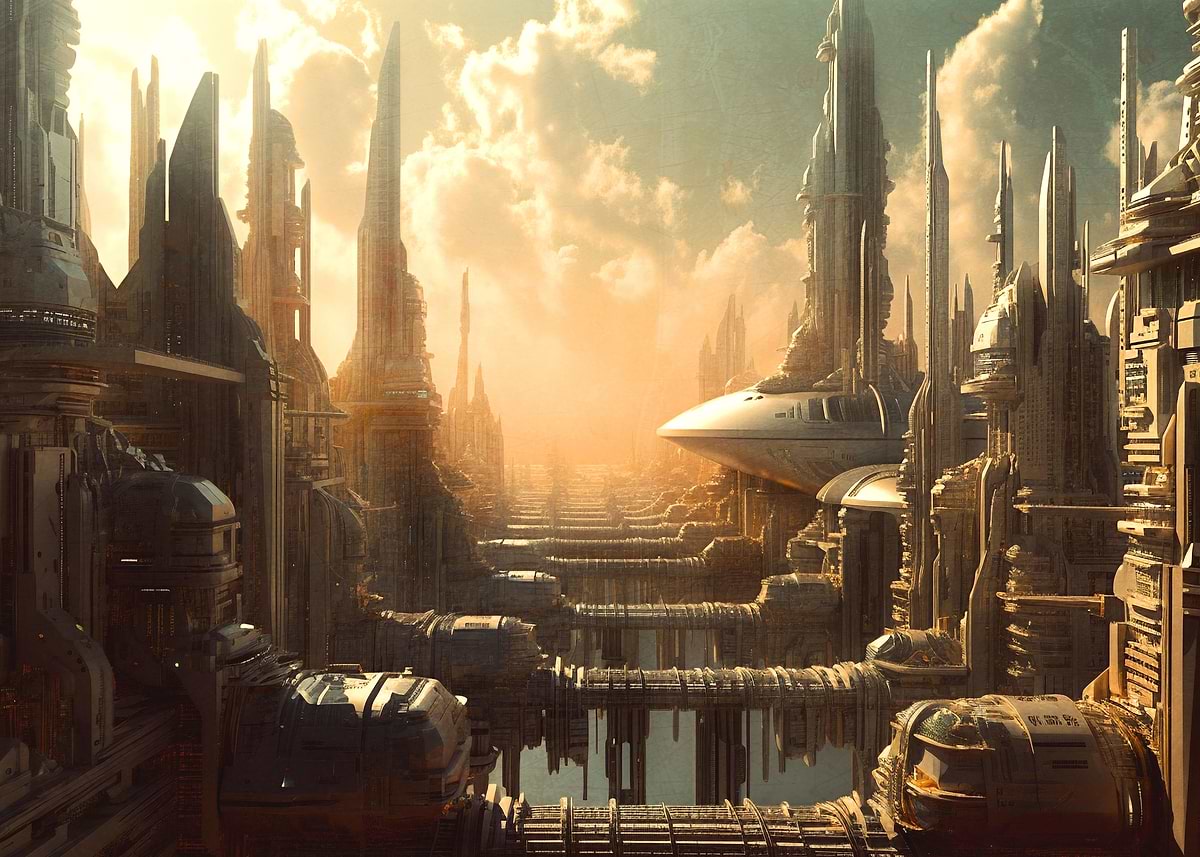 'Distopian future city' Poster, picture, metal print, paint by Tapu ...