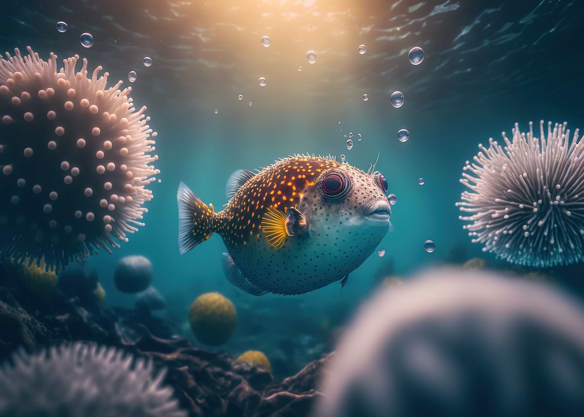'pufferfish fish ' Poster, picture, metal print, paint by newton ...