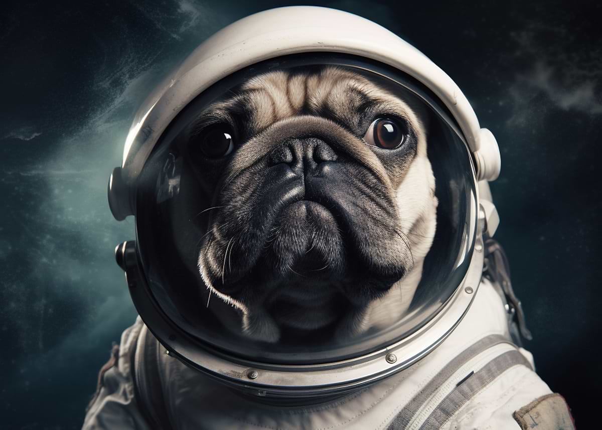'space astronaut dog' Poster, picture, metal print, paint by Wilderness ...