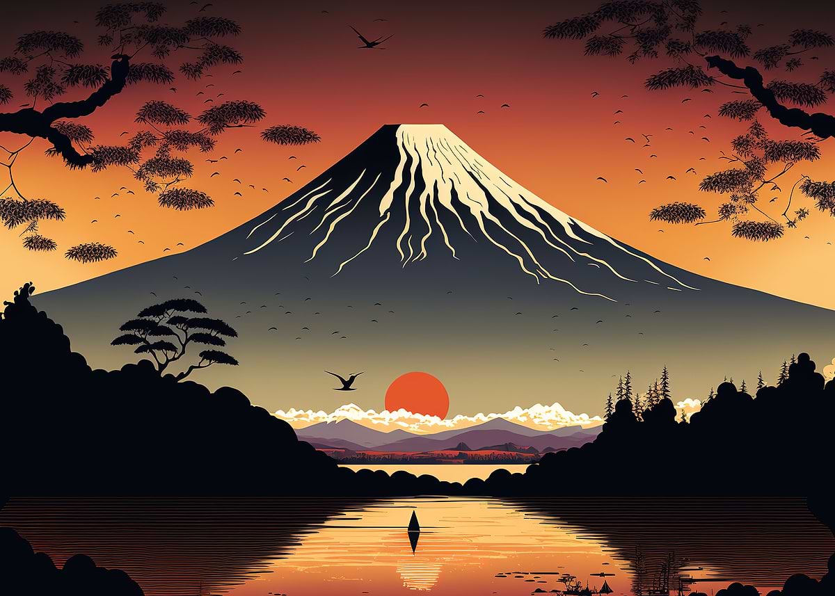 'Beautiful Japan Sunset' Poster, picture, metal print, paint by NeoRowe ...