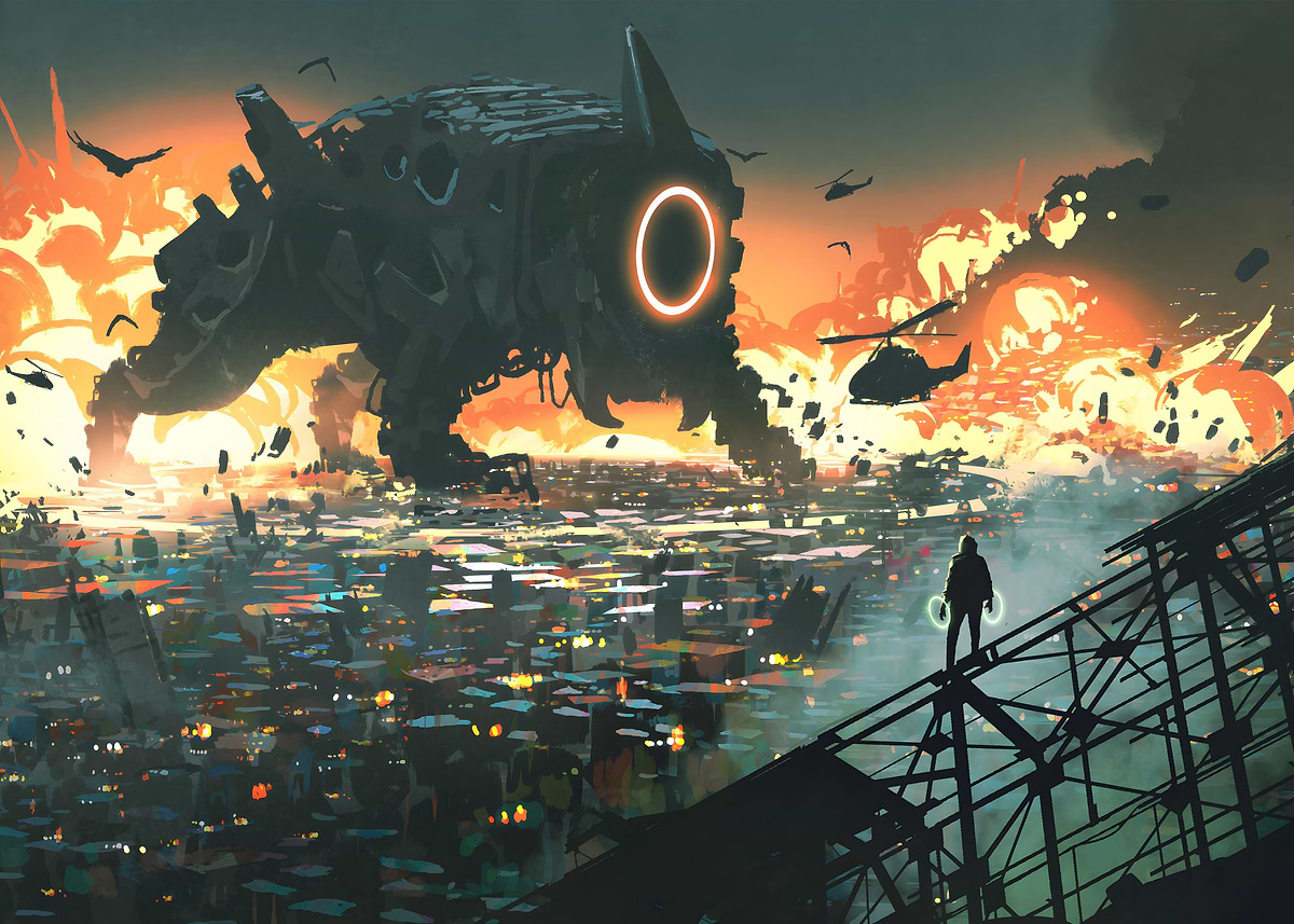 'creature machine' Poster, picture, metal print, paint by dwopp | Displate