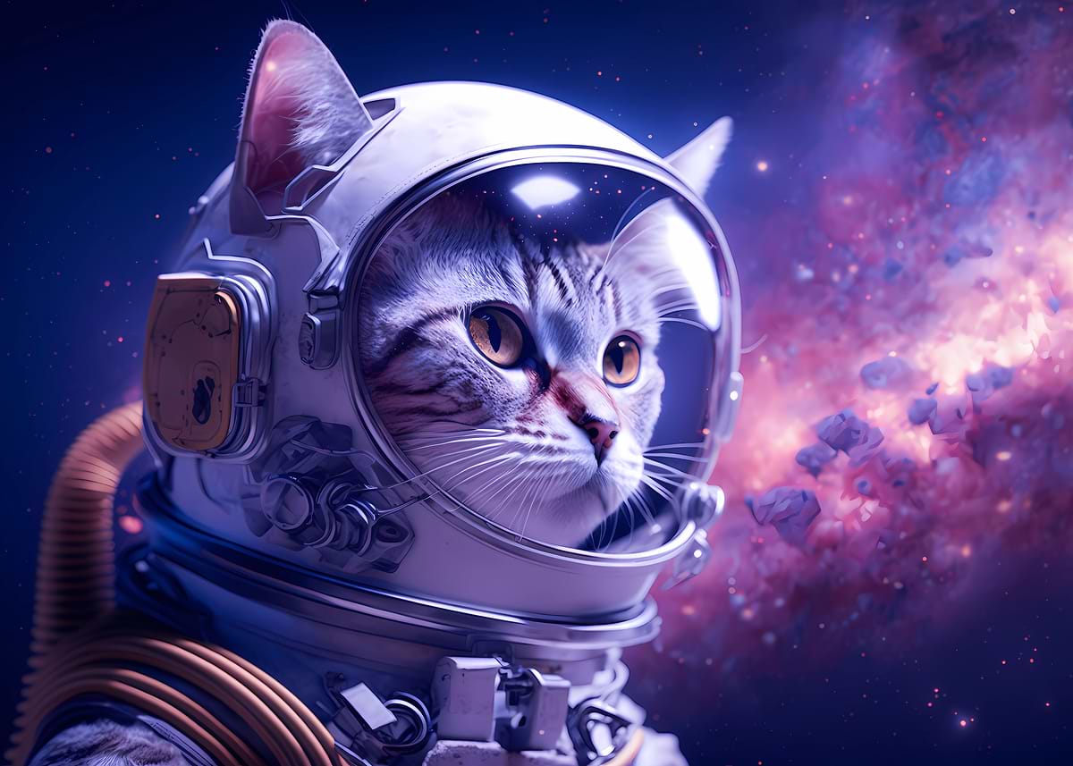 'Cat Astronaut' Poster, picture, metal print, paint by Pistol Star ...