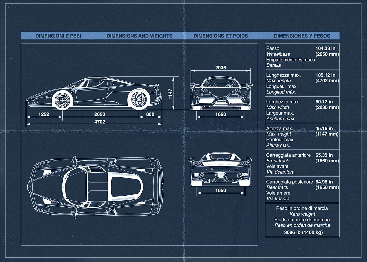 'Ferrari Enzo Dimensions ' Poster, picture, metal print, paint by Rollz ...
