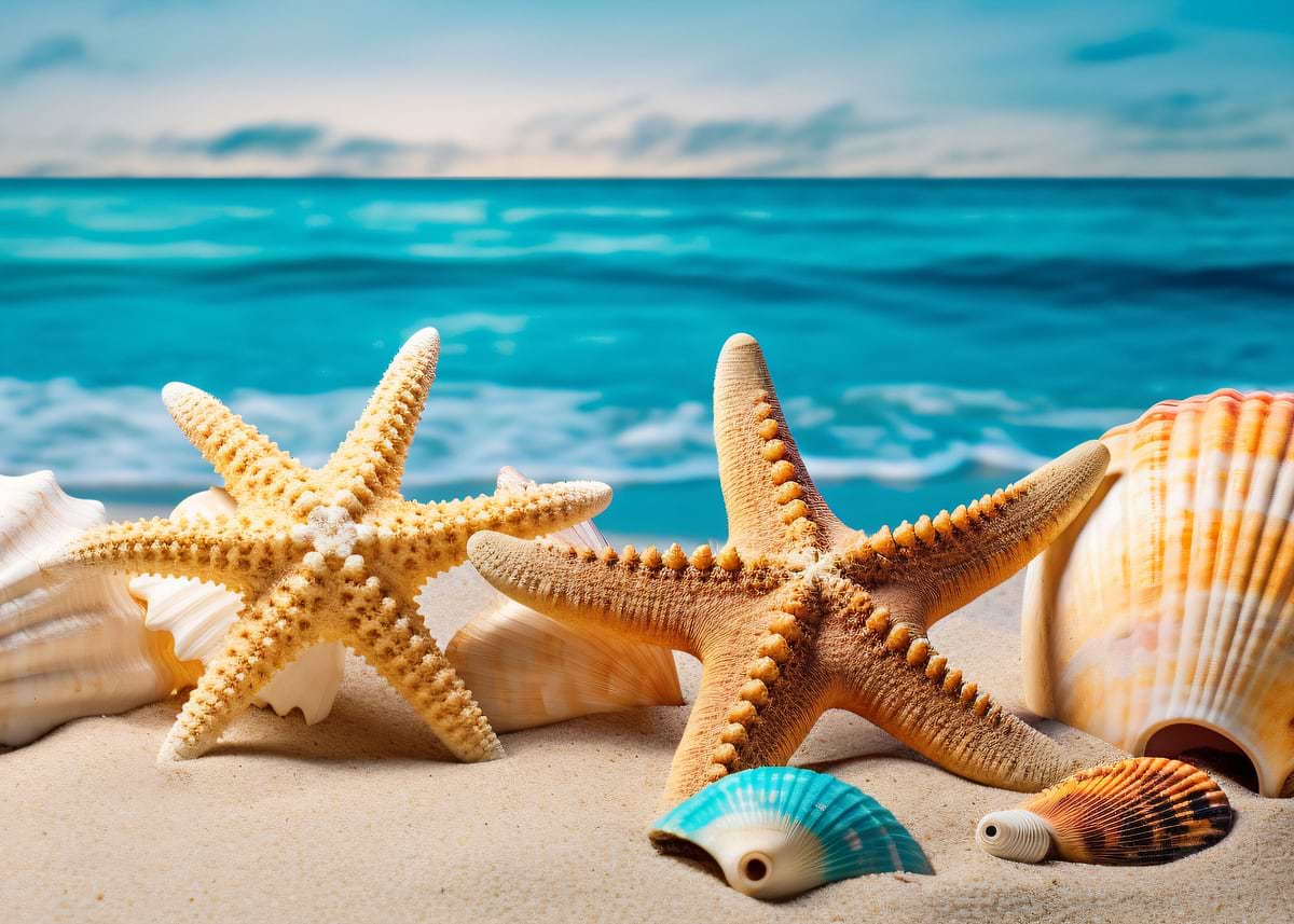 'starfish on the beach' Poster, picture, metal print, paint by Marc ...