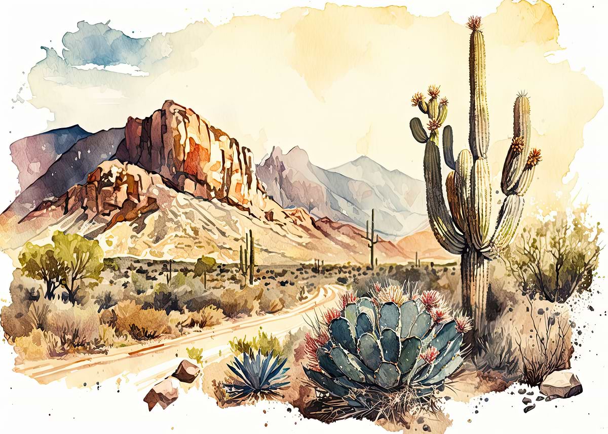 'Desert Watercolor' Poster, picture, metal print, paint by Nick Lopez ...
