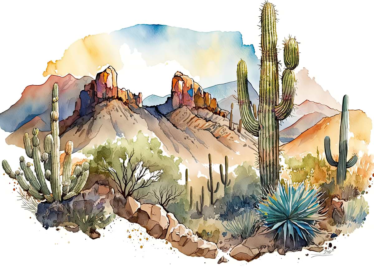 'Desert Watercolor' Poster, picture, metal print, paint by Nick Lopez ...