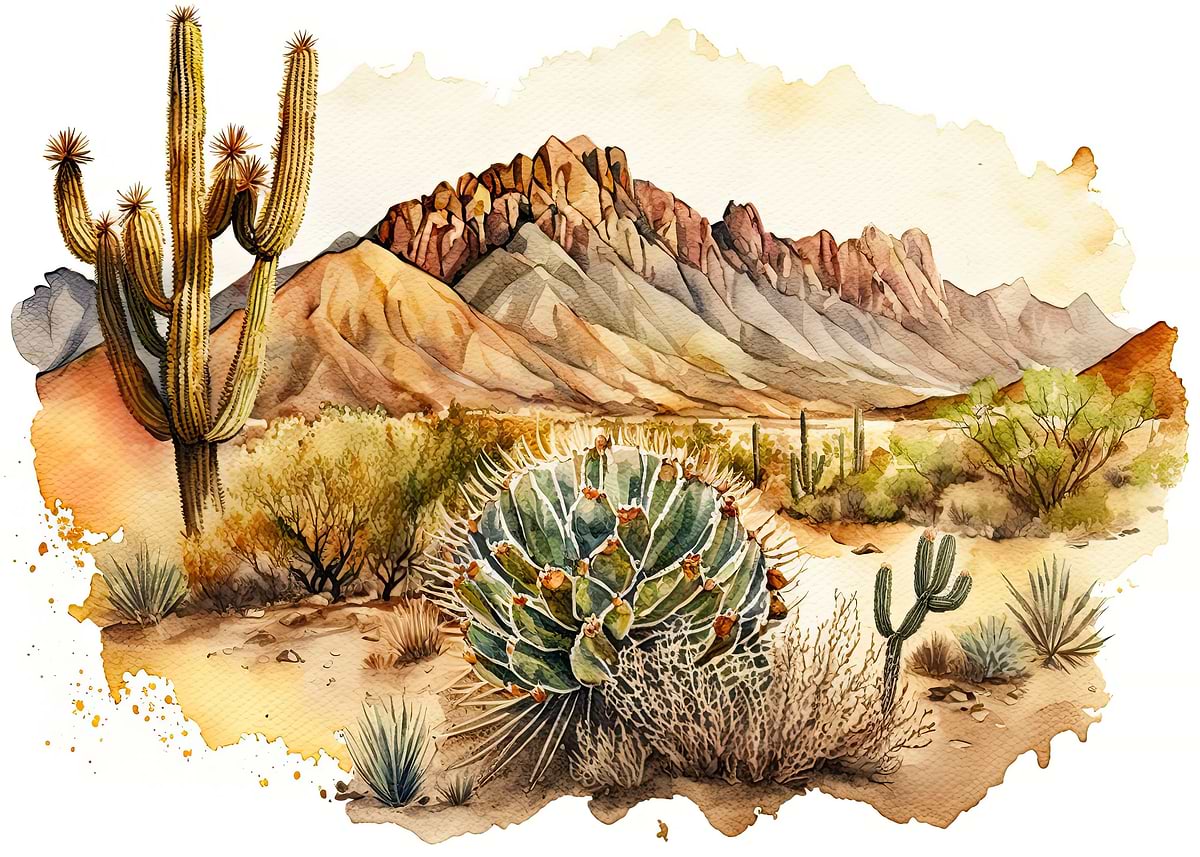 'Desert Watercolor' Poster, picture, metal print, paint by Nick Lopez ...