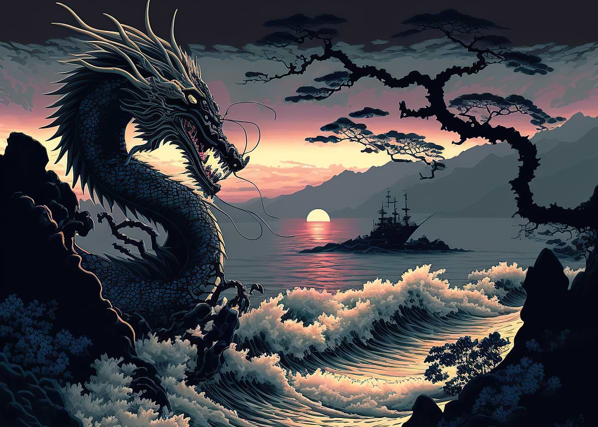 'Dragon Off Kanagawa' Poster, picture, metal print, paint by lauren ...