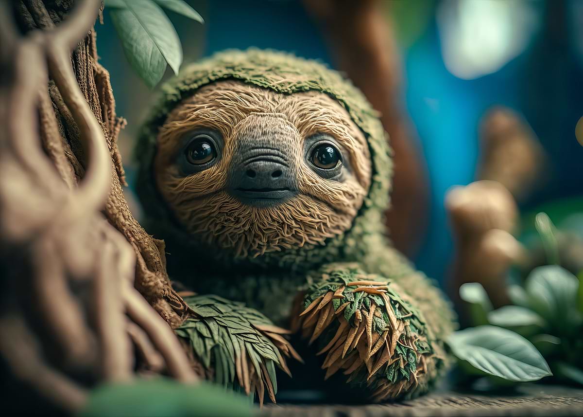 'Portrait of a sloth ' Poster, picture, metal print, paint by ...