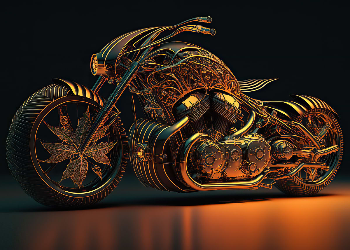 'Golden Moto' Poster, picture, metal print, paint by Guillaume Pingard ...