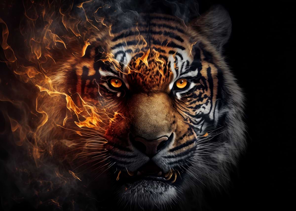 'Aggressive angry Tiger' Poster, picture, metal print, paint by Byrdyak ...