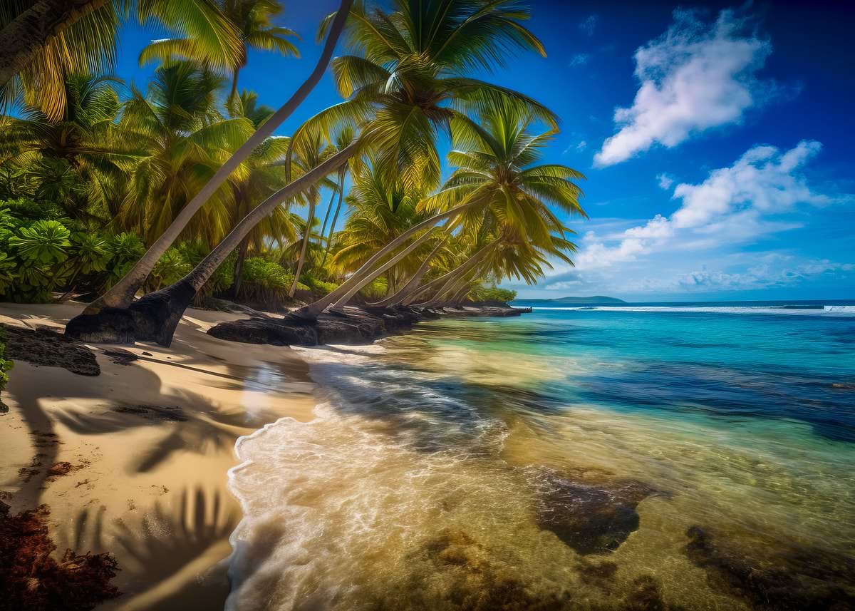 'Tropical Beach Island' Poster, picture, metal print, paint by Martin ...