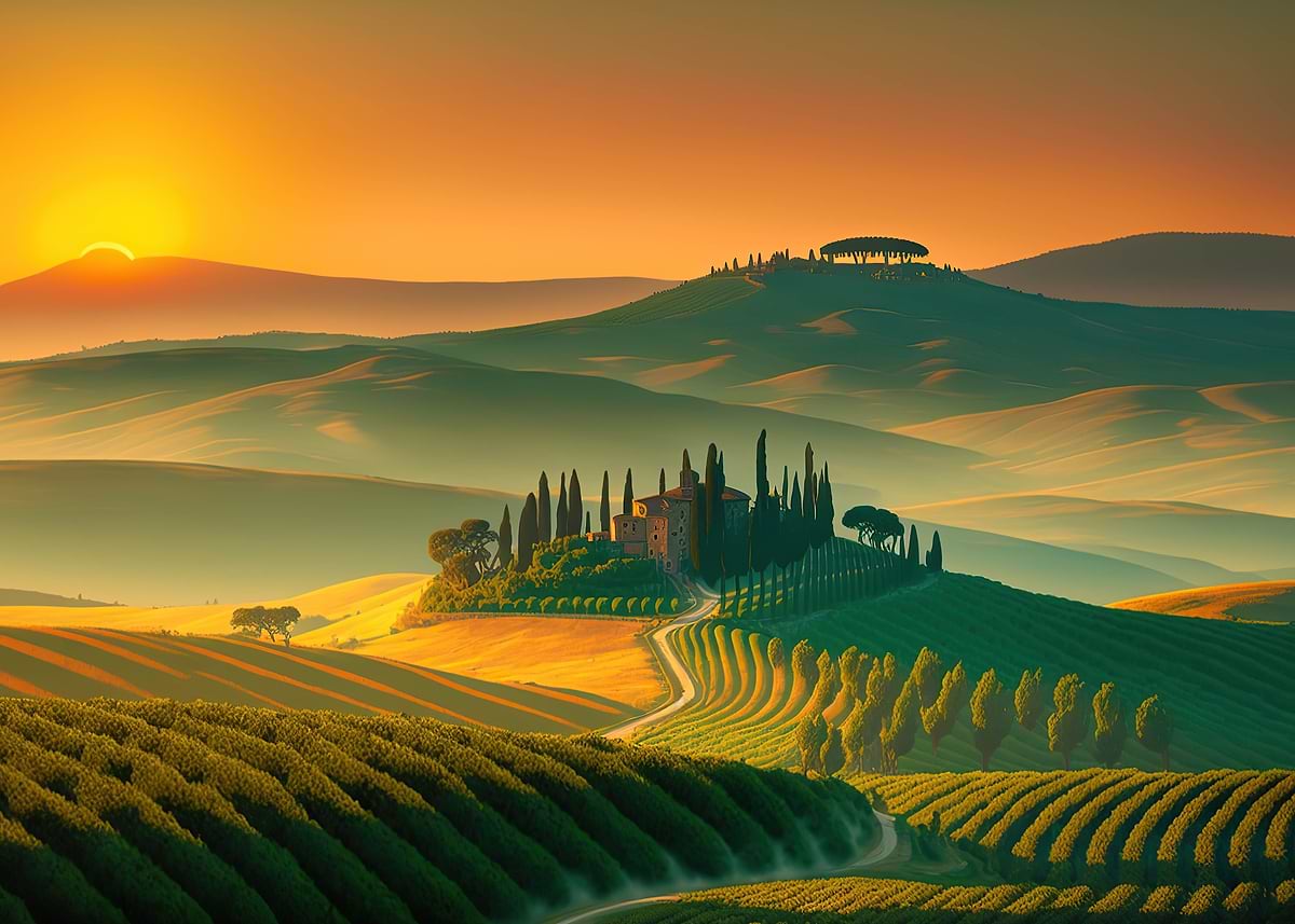 'Tuscany Italy Landscape' Poster, picture, metal print, paint by Pro ...