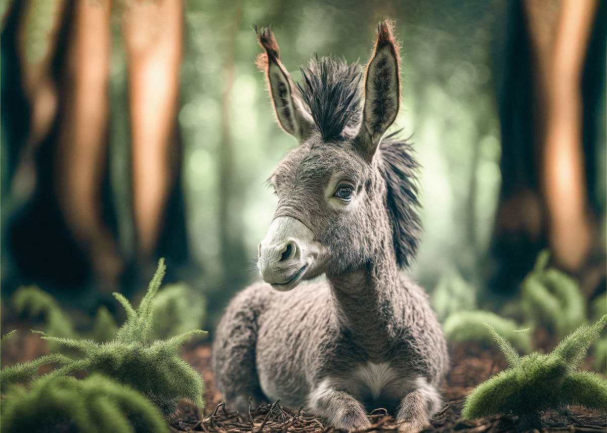 'Donkey in a forest' Poster, picture, metal print, paint by Alan Frijns ...