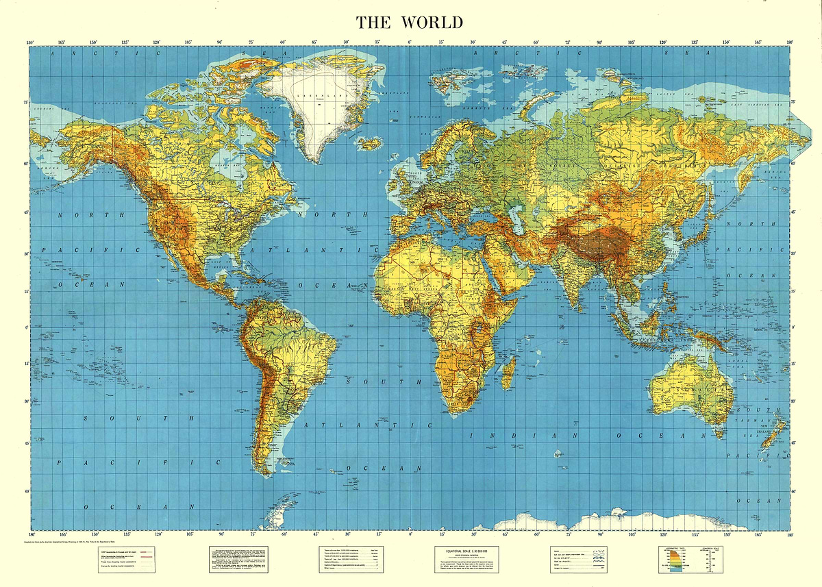 'World map of 1947' Poster, picture, metal print, paint by Sam Kal ...