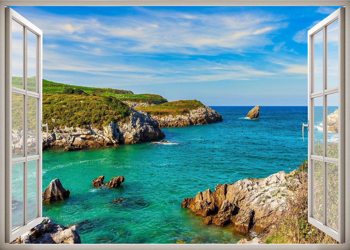 'Window view sea ocean' Poster, picture, metal print, paint by Vicen ...