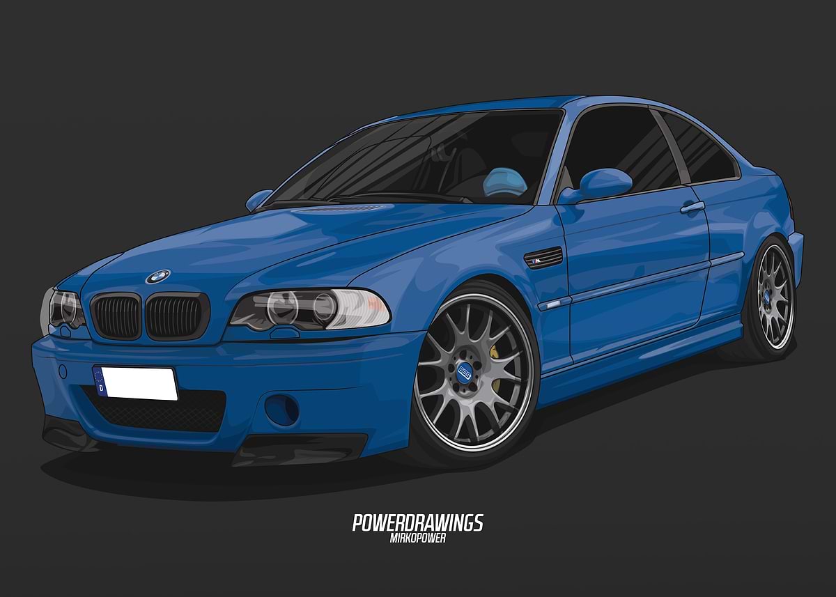 'BMW E46 M3 Blue with BBS' Poster, picture, metal print, paint by ...