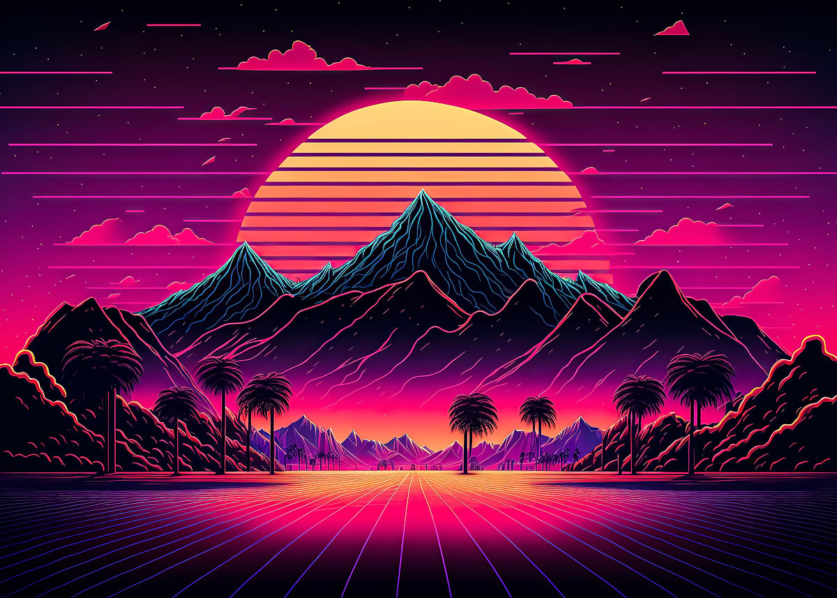 'Synthwave Landscapes' Poster, picture, metal print, paint by Mai Mia ...