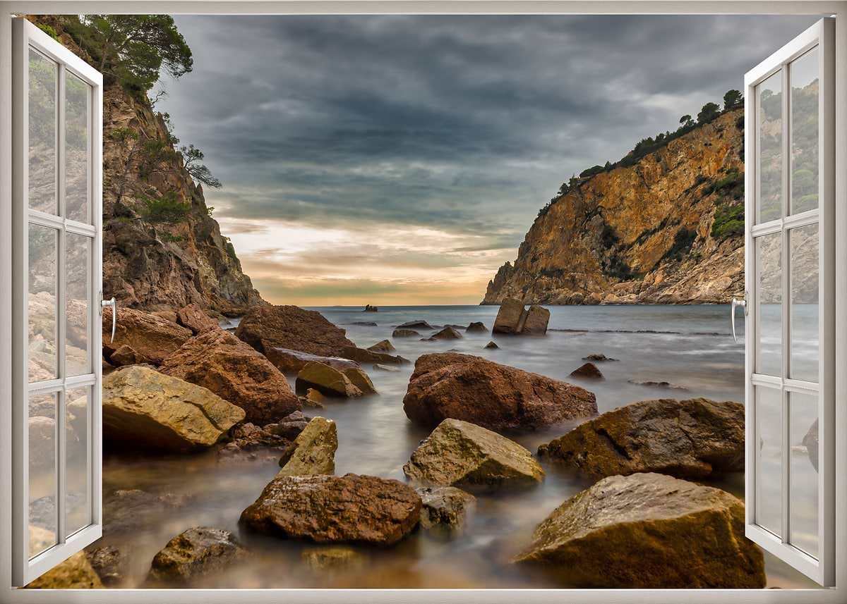 'Window view sea landscape' Poster, picture, metal print, paint by ...