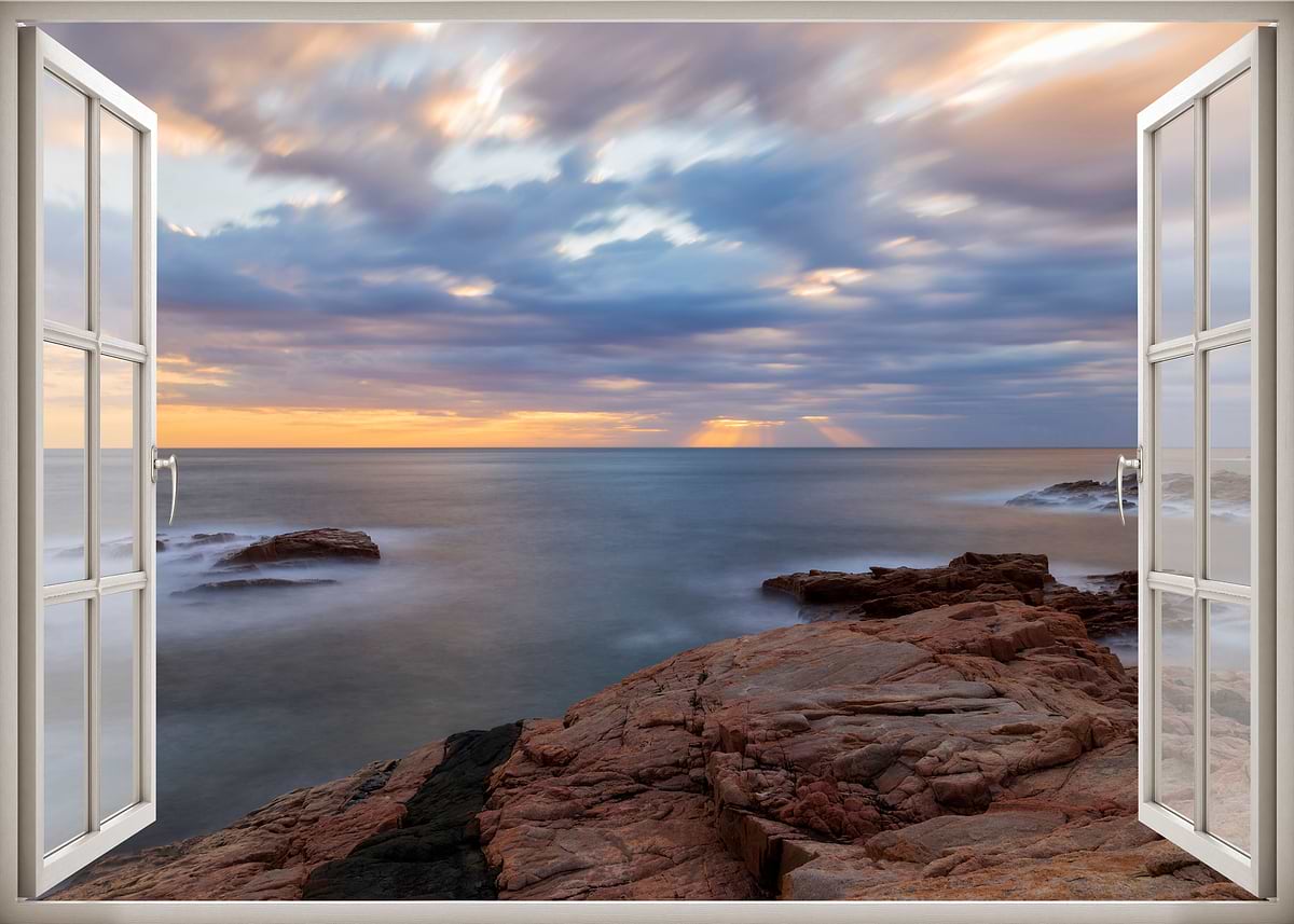 'Window view sea landscape' Poster, picture, metal print, paint by ...