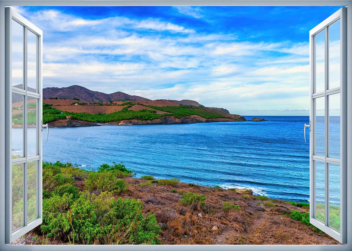 'Window view sea landscape' Poster, picture, metal print, paint by ...