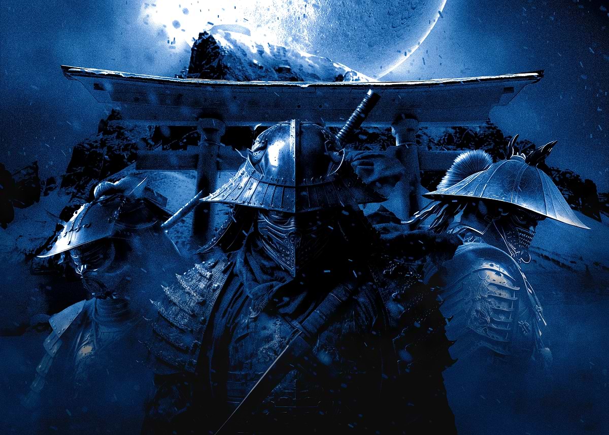 'Japanese Samurai Moonlight' Poster, picture, metal print, paint by Jon ...