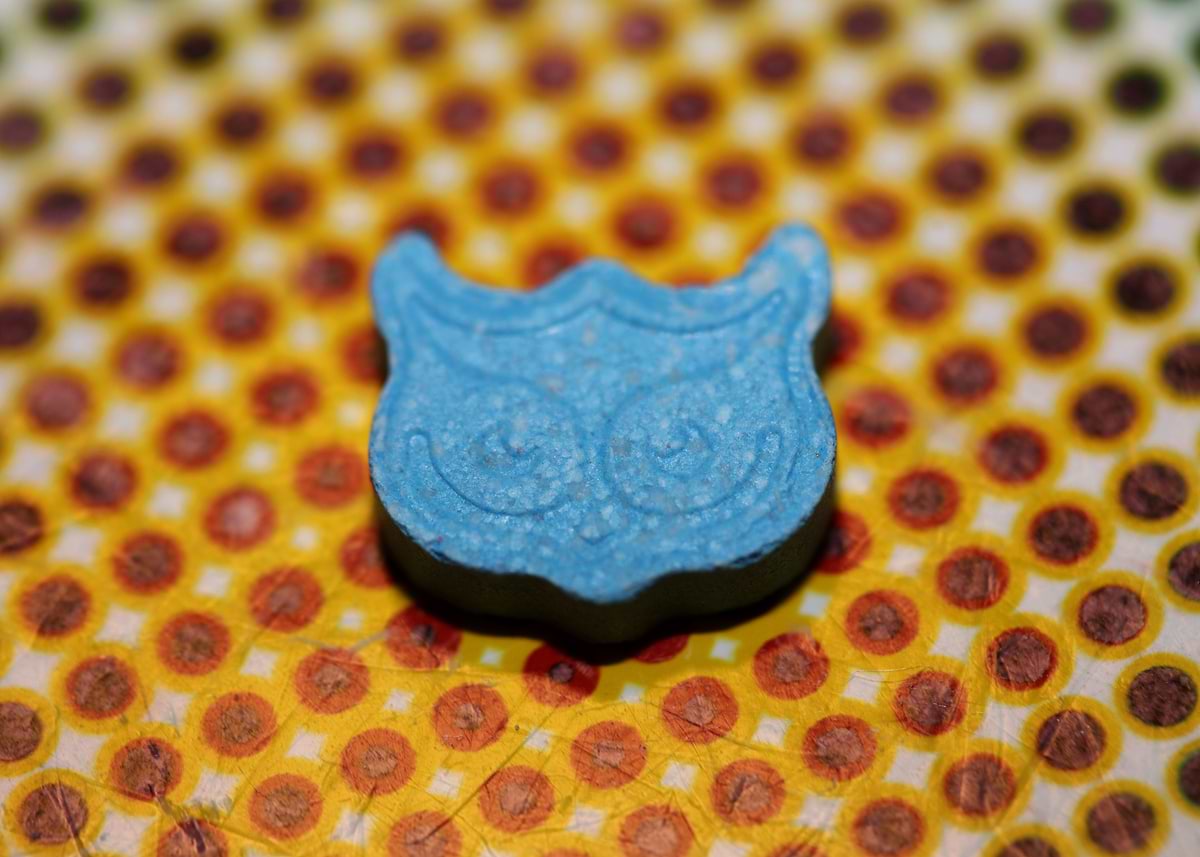 'Blue ecstasy owl pills' Poster, picture, metal print, paint by ...